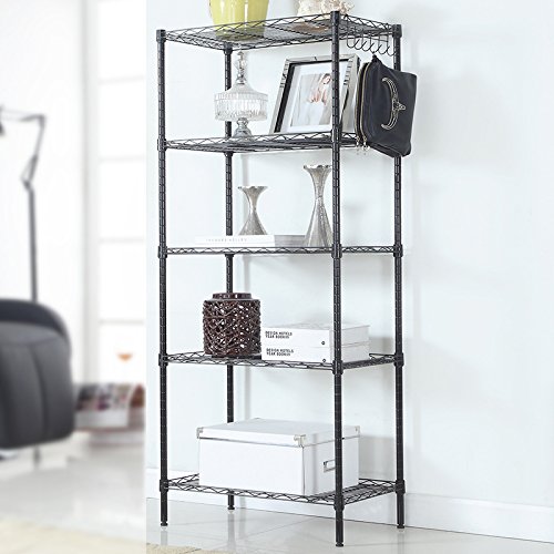 Karl home 5-Tier Wire Unit Shelves, Adjustable Height Metal Storage Shelves for Kitchen/Bathroom/Garage Closet Organization, Stainless & Sturdy Frame,440lbs Capacity, 21”L x 11”W x 59”H.