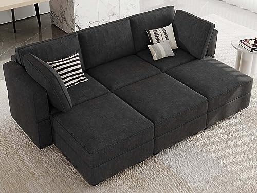 Belffin Modular Sofa Bed Module Sectional Sleeper Sofa Convertible Sectional Couch Bed Set Sleeper Couches Dark Grey