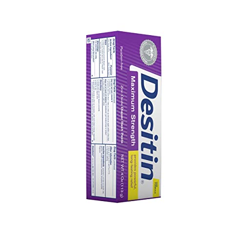 Desitin Maximum Strength Baby Diaper Rash Cream with 40% Zinc Oxide for Treatment, Relief & Prevention, Hypoallergenic, Phthalate- & Paraben-Free Paste, 4 oz