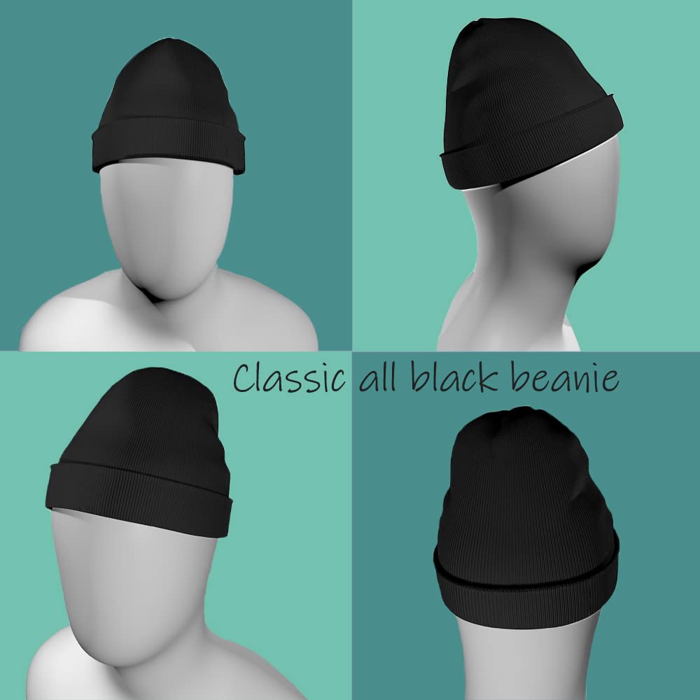 Alikilo Black Beanie Hat for Men and Women | Winter Cold Weather Fleece Lined Beanie Hat