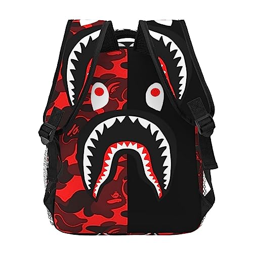 AIRPO 17inch Camo Shark Backpacks Camouflage 3D Print Large Capacity Laptop Daypack Lightweight Multiple Backpack Travel Shoulders Bag For Women Men