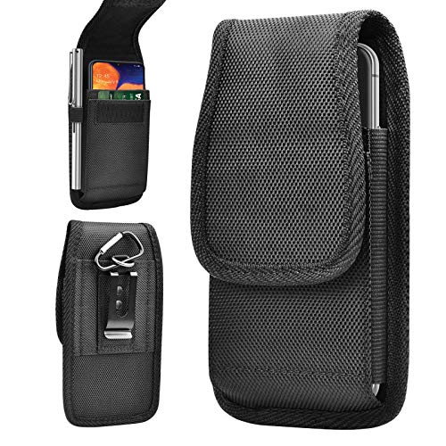 Tiflook for Samsung Galaxy S22 Ultra S23 S21 S20 FE S10 S9 S8 A12 A32 A52 A02S A13 Note 20 Ultra Note 10 Plus Holster Belt Case with Clip Heavy Duty Rugged Nylon Cell Phone Pouch Card Holder,Black