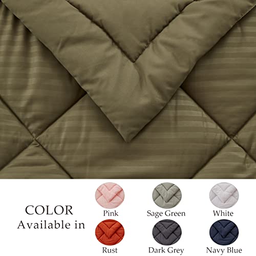 NexHome Bed in a Bag Comforter Sets Queen Green All Season Down Alternative Comforter Soft Microfiber Dobby Stripe 7 Pieces-1 Comforter 2 Pillow Shams 2 Pillowcases 1 Flat Sheet 1 Fitted Sheet