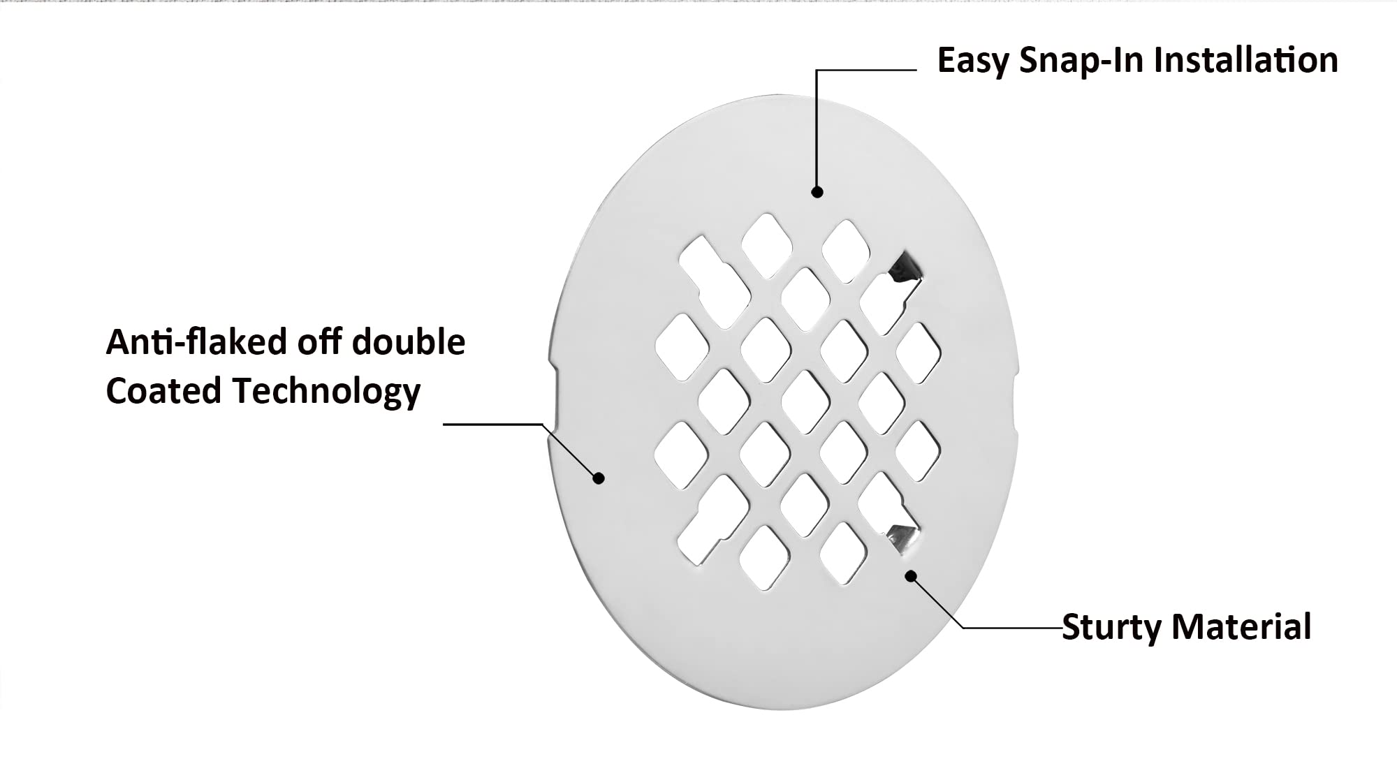 Artiwell 4-1/4β OD Snap-in Shower Drain Cover, Round Shower Drain Strainer Grid, Replacement Cover, Designed for Long-Lasting(Chrome Plated)