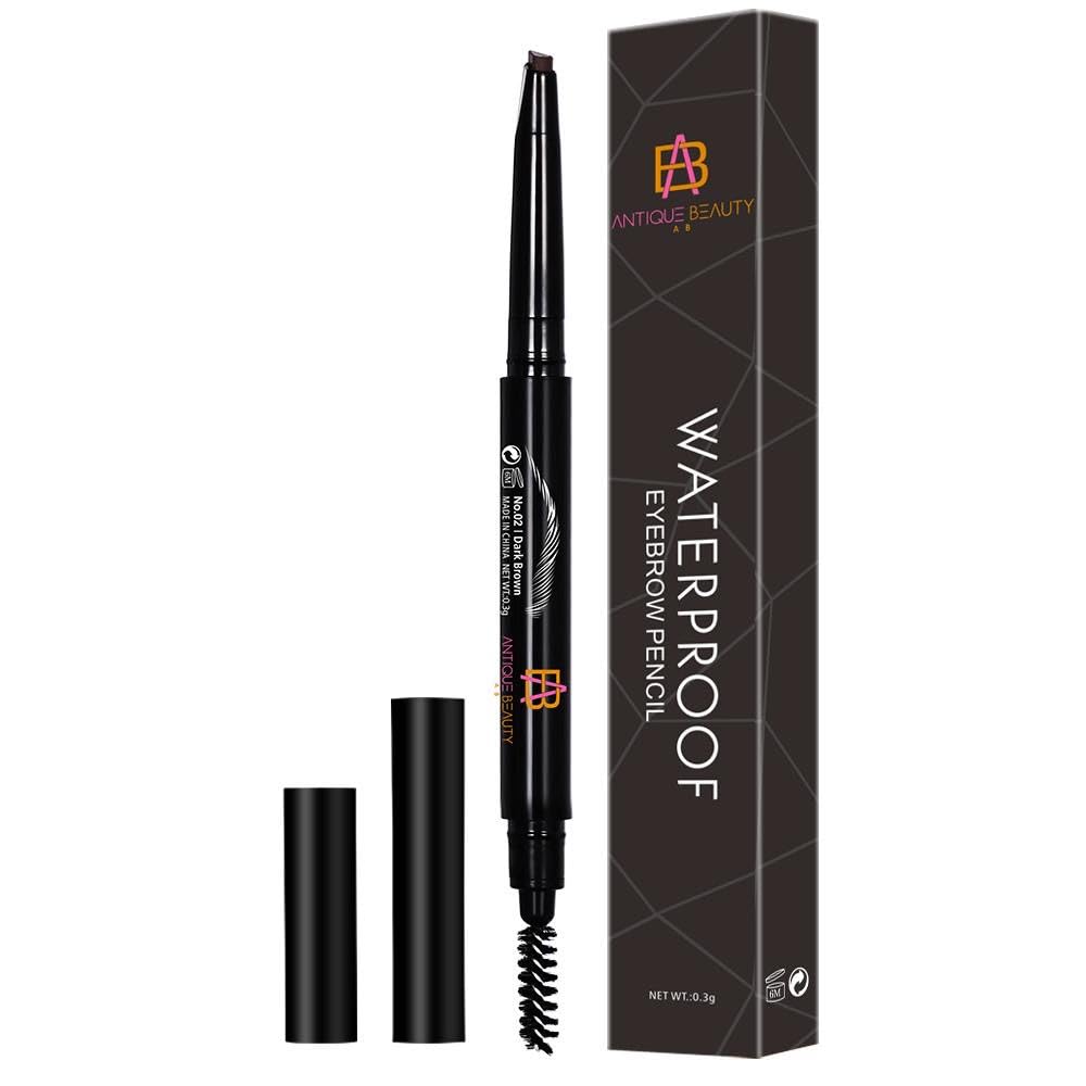 Antique Beauty Waterproof Eyebrow Pencil, Dual-Headed Eyebrow Pencil, Perfect for Professional & Beginner Use-Dark Brown