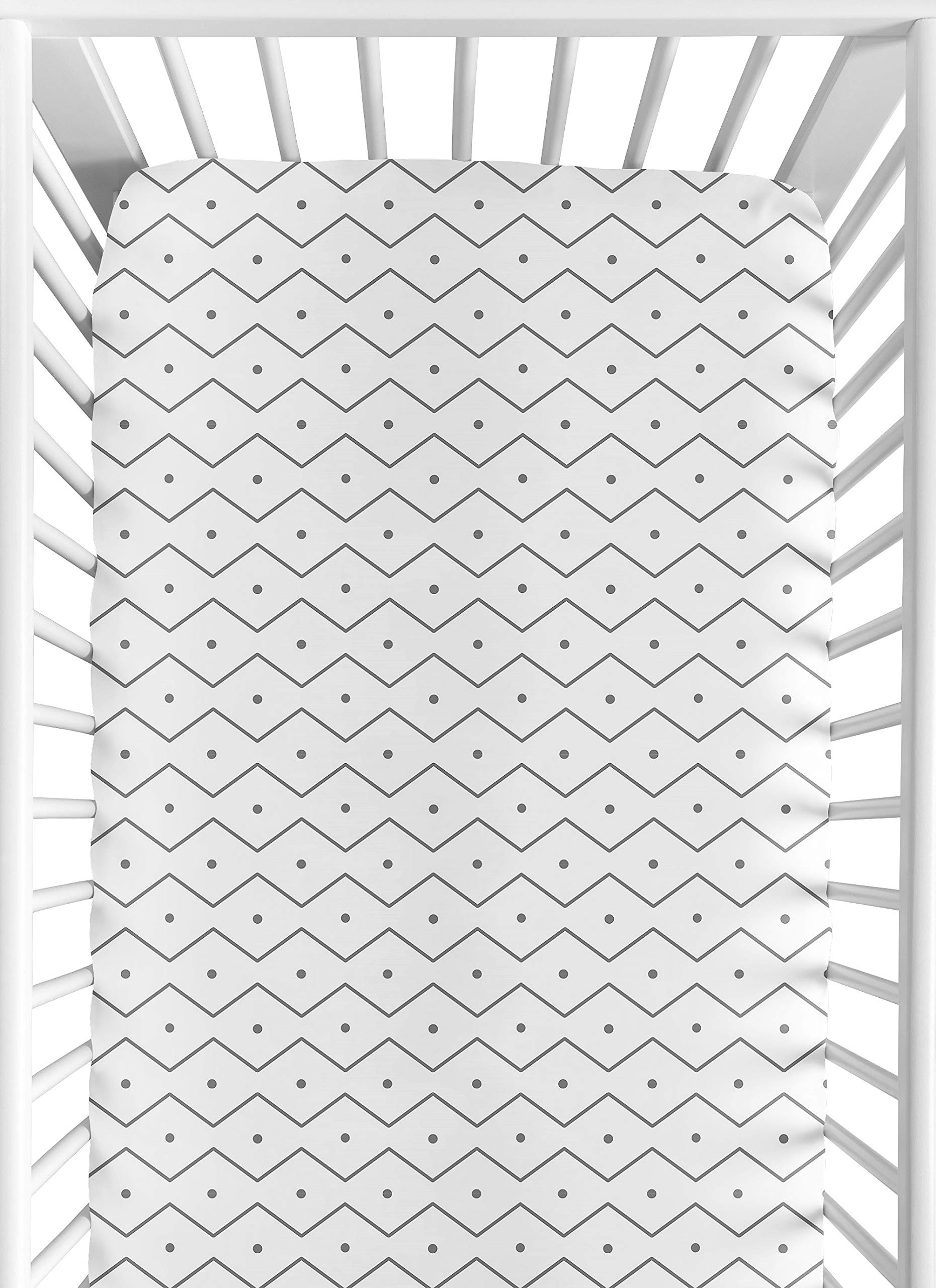 Fitted Crib Sheet for Blue and Green Modern Dinosaur Baby/Toddler Bedding Set Collection - Grey Chevron Prehistoric Print