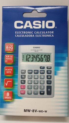Casio MW-8V-WE-W Electronic Desktop Calculator with 8-Digit Extra Big Display