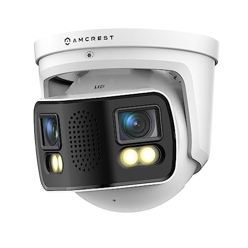 Amcrest Dual-Lens 4K (8MP) Outdoor Security POE Camera, 2 x 4MP Lenses PoE AI Turret IP Camera, 131ft Night Color, Human/Vehicle Detection, Panoramic 180Β° FOV, 2 x 4MP@25fps IP8M-FCT2999EW-AI (White)