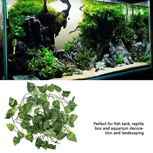 Repta Vines Flexible Bend Long Vines Artificial Fake Leaves Habitat Decor for Lizard Frogs Snakes and More Reptiles(Green Leaf)