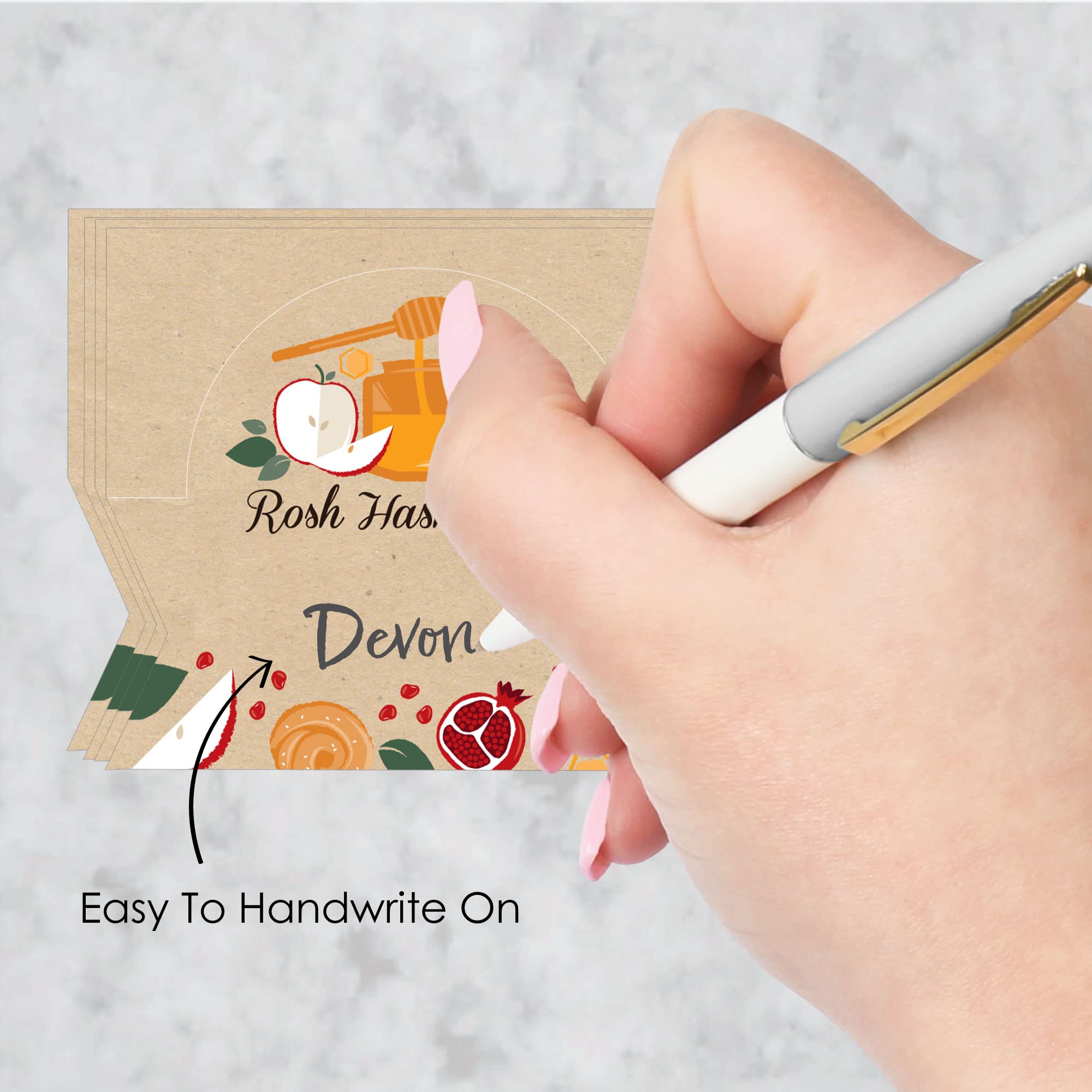 Big Dot of Happiness Rosh Hashanah - Jewish New Year Party Tent Buffet Card - Table Setting Name Place Cards - Set of 24