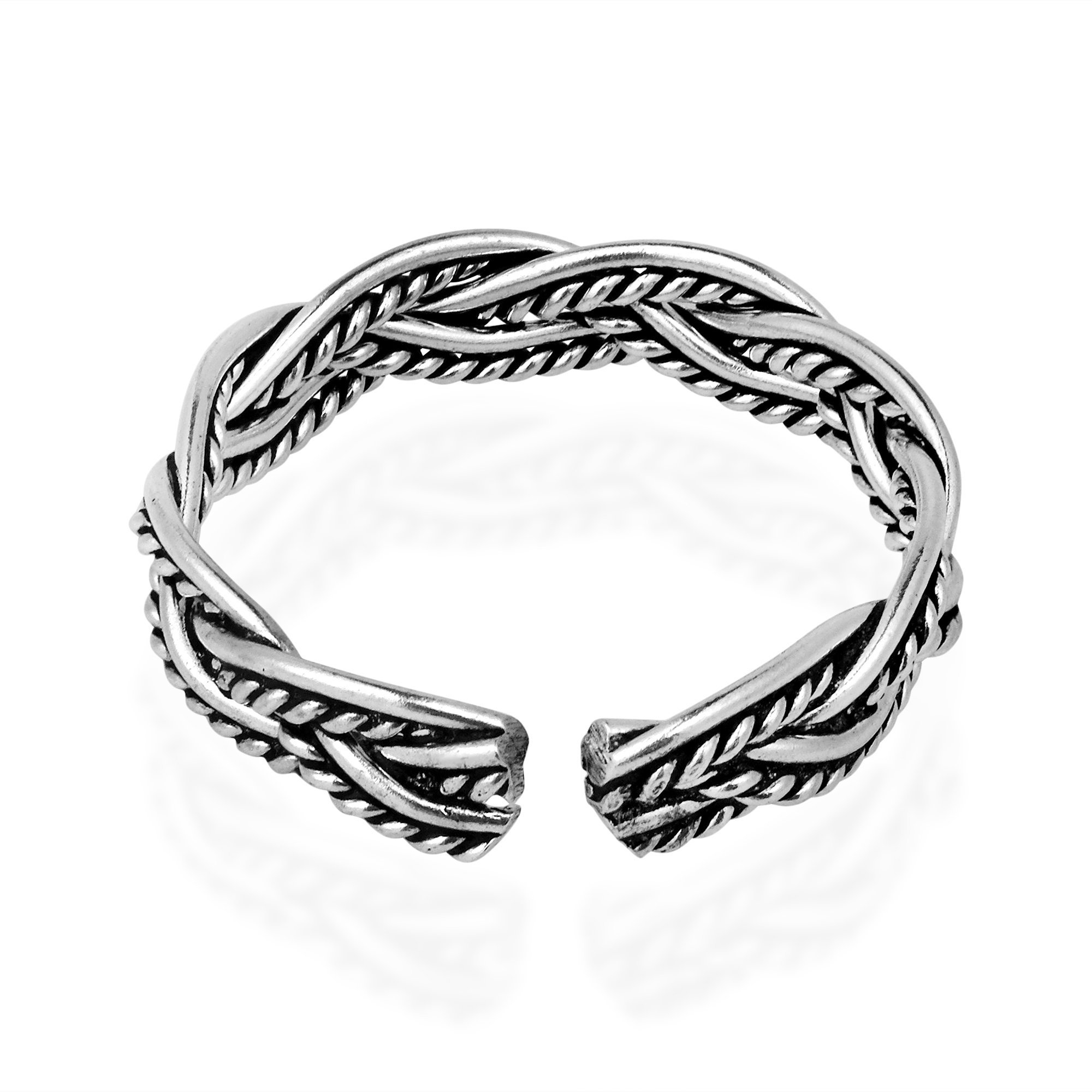AeraVida Oxidized Celtic Weave Design Sterling Silver Toe Ring or Pinky Ring | Celtic Toe Rings for Women Sterling Silver | Sterling Silver Adjustable Toe Ring | Unisex Toe Ring
