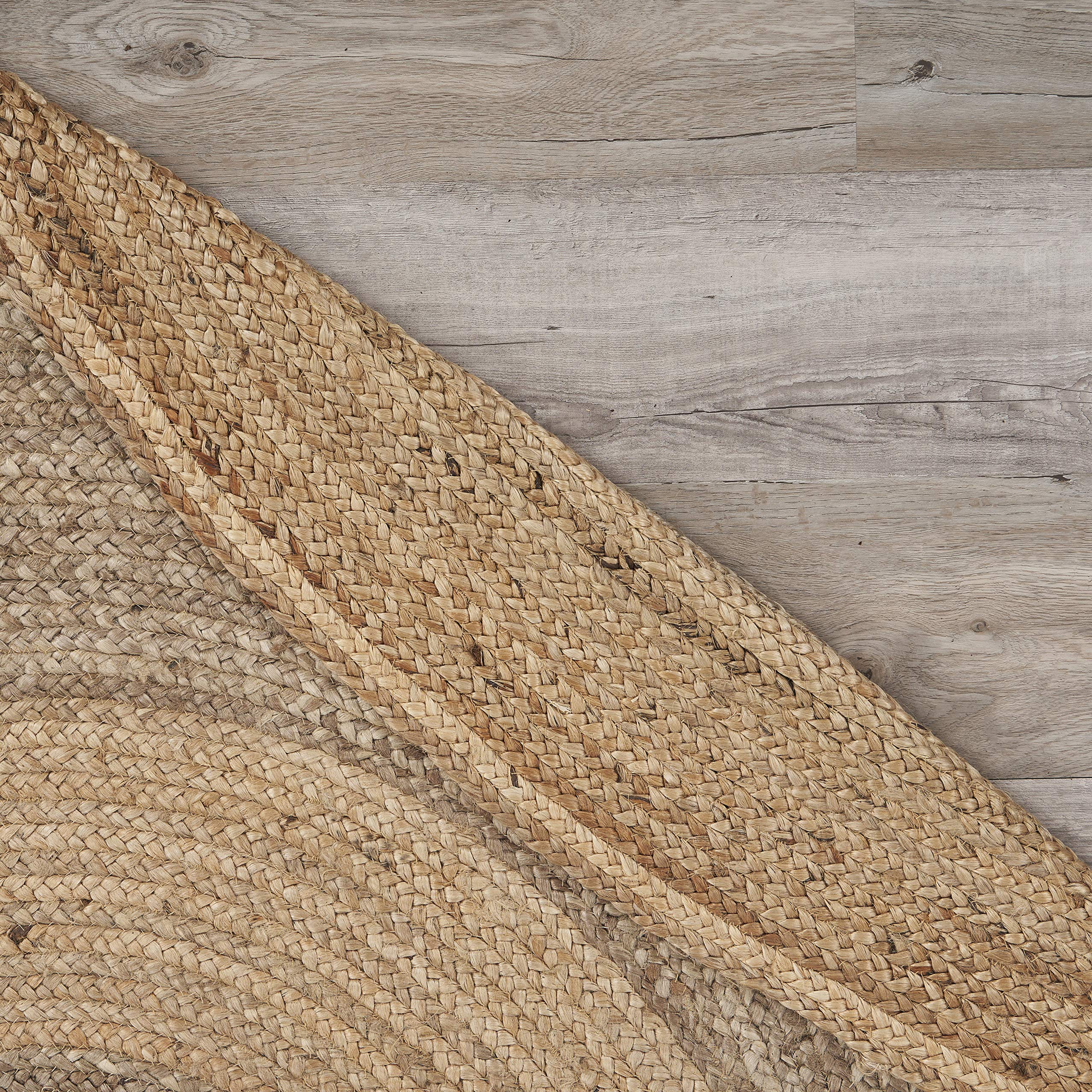 LR Resources Jute LR12032-NGY40RD Natural/Gray Round X 4 ft Indoor Area Rug, 4' x 4'