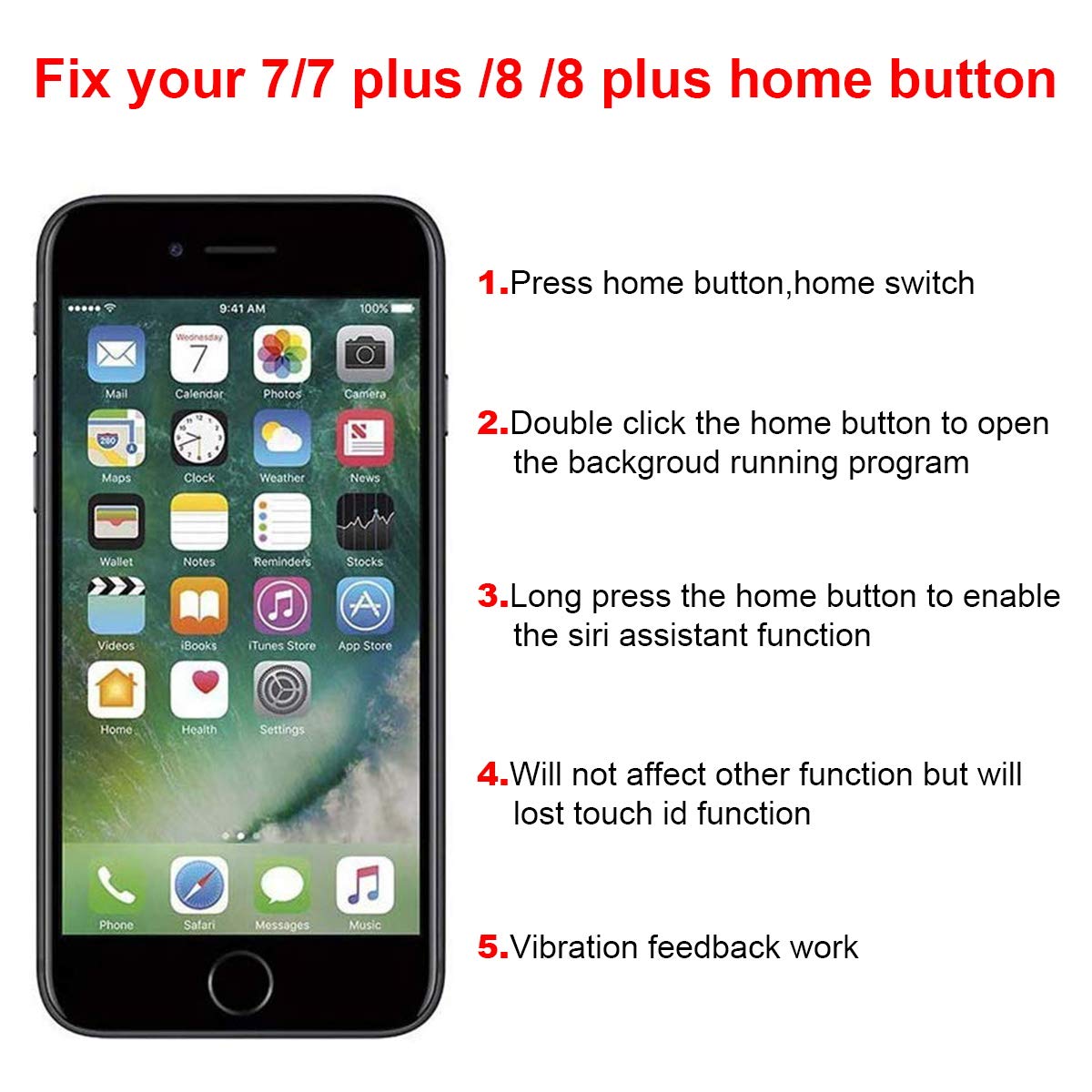 Afeax Compatible with Apple iPhone Home Button Main Key Flex Cable Replacement for iPhone 7/7 Plus/8/8 Plus (Black)