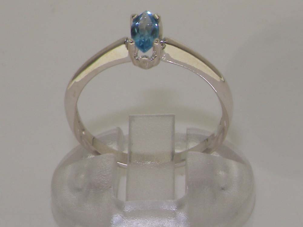 925 Sterling Silver Real Genuine Blue Topaz Womens Statement Ring - Size 11