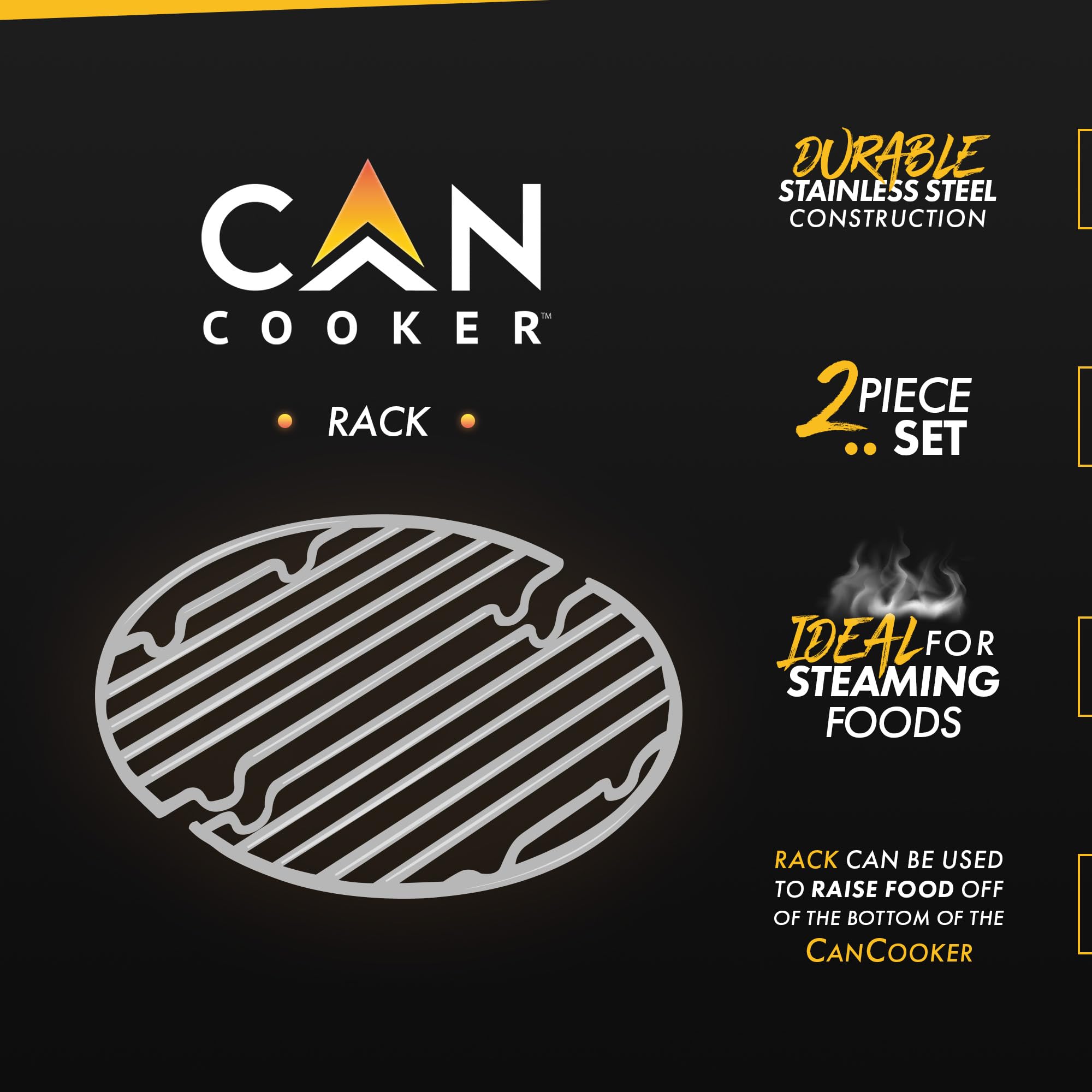 CanCooker Round Outdoor Stainless Steel Two Piece Rack, Raising Food Up and Prevents Burning and Sticking Meals, Silver (2 Pack)