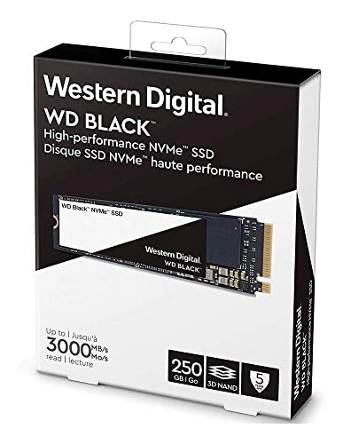 WD Black 250GB High-Performance NVMe PCIe Internal - M.2 2280, 8 Gb/s - WDS250G2X0C