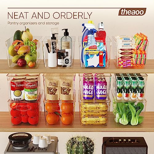 8 Pack Clear Storage Bins with Lids Stackable, Large Plastic Storage Bins with Handle for Pantry Organization and Storage, Perfect Containers for Fridge Organizer, Freezer, Kitchen, Cabinets, Bathroom