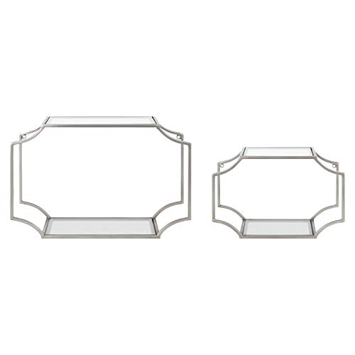 Kate and Laurel Ciel Modern Horizontal Shelves, Set of 2, Silver, Decorative Glam Wall Decor for Storage and Display