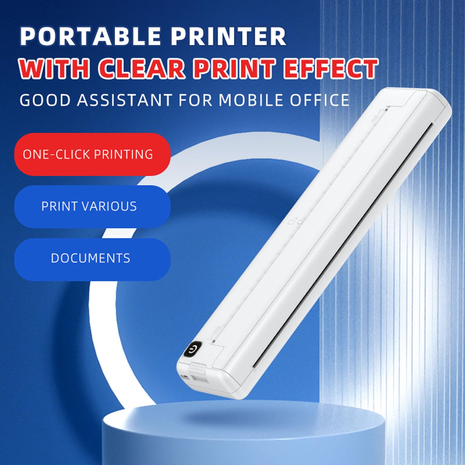 Portable Inkless Printer, A4 Thermal Printer with, Rechargeable Battery, Wide Compatibility for School Office, Easy to Use