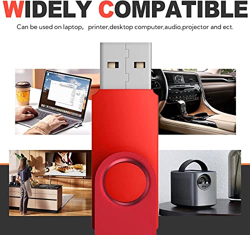 Flash Drive 4GB 5 Pack USB 2.0 Thumb Drives Uflatek Memory Sticks Portable USB Stick Rotate Jump Drive Bulk Drives Multi-Color Pendrive Metal USB Flash Drives with Lanyard