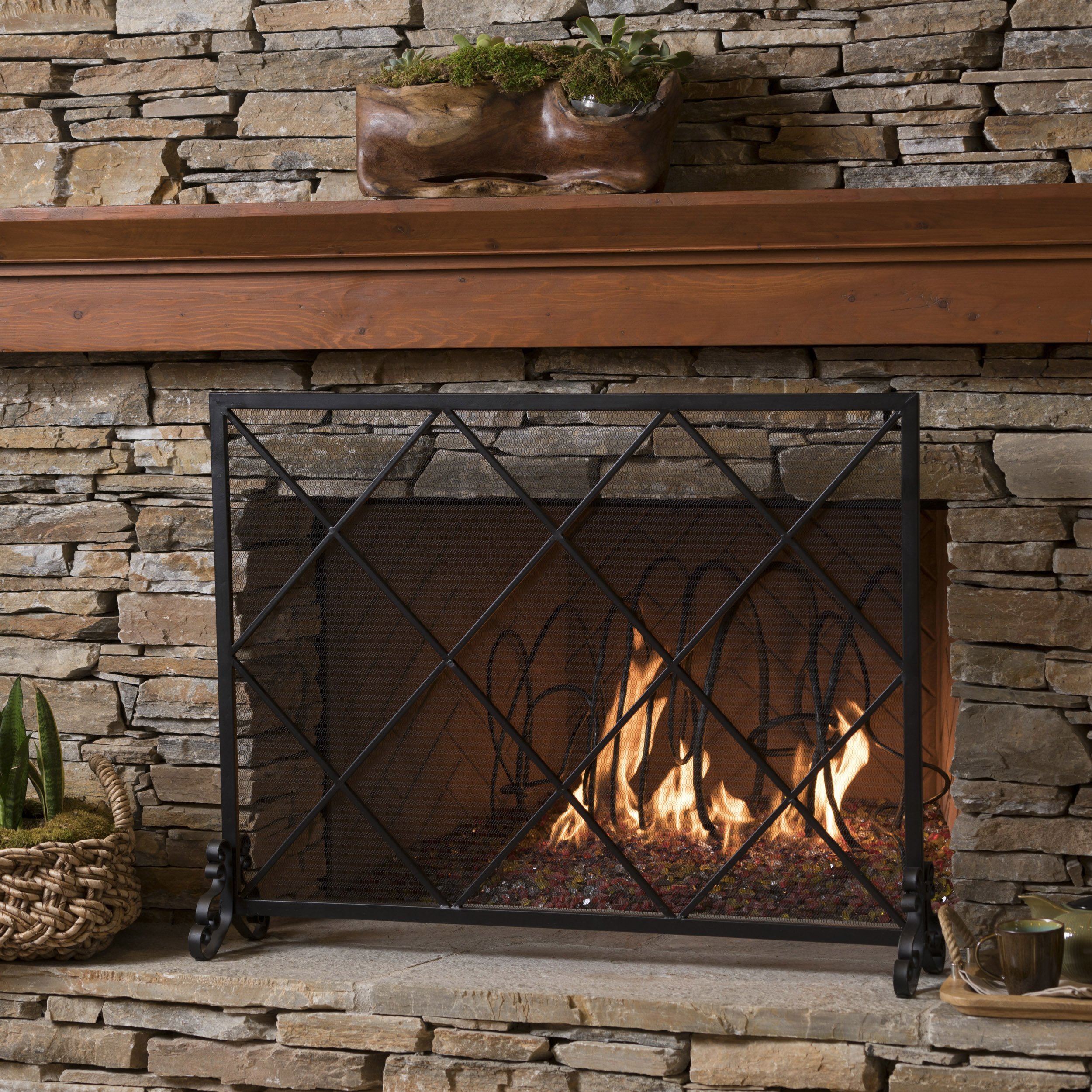 Christopher Knight Home Howell Single Panel Iron Fireplace Screen, Black