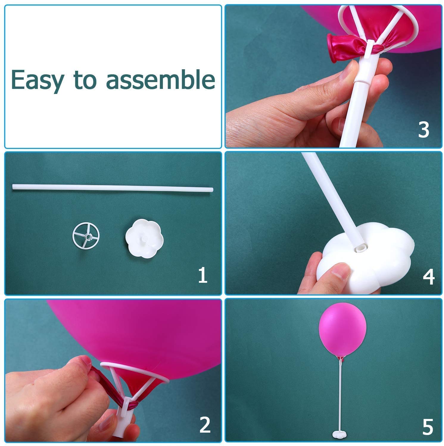 Balloon Stand Kit, 15 pack Balloon Stick Holder with Base for Table Top Centerpiece Party Decoration, Reusable Balloon Column Stand Suit for Happy Birthday/Baby Shower/Wedding Parties