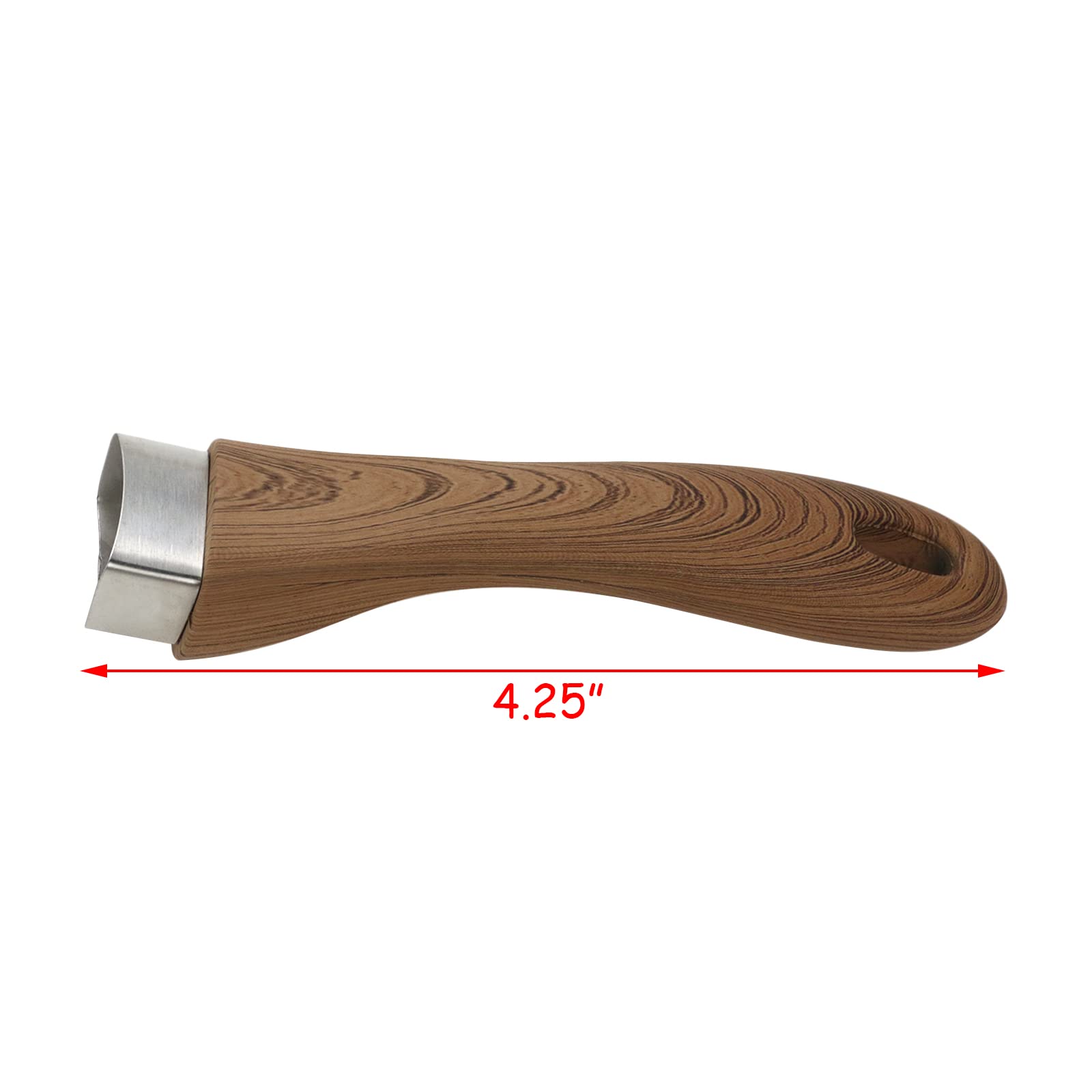 HEVSTIL Wooden Pot Handle Stainless Steel Milk Pan Handle Scald-Proof Long Handle Grip Replacement with Screw for Different Pan, Pot, Saucepan,Kitchen Cookware Accessory