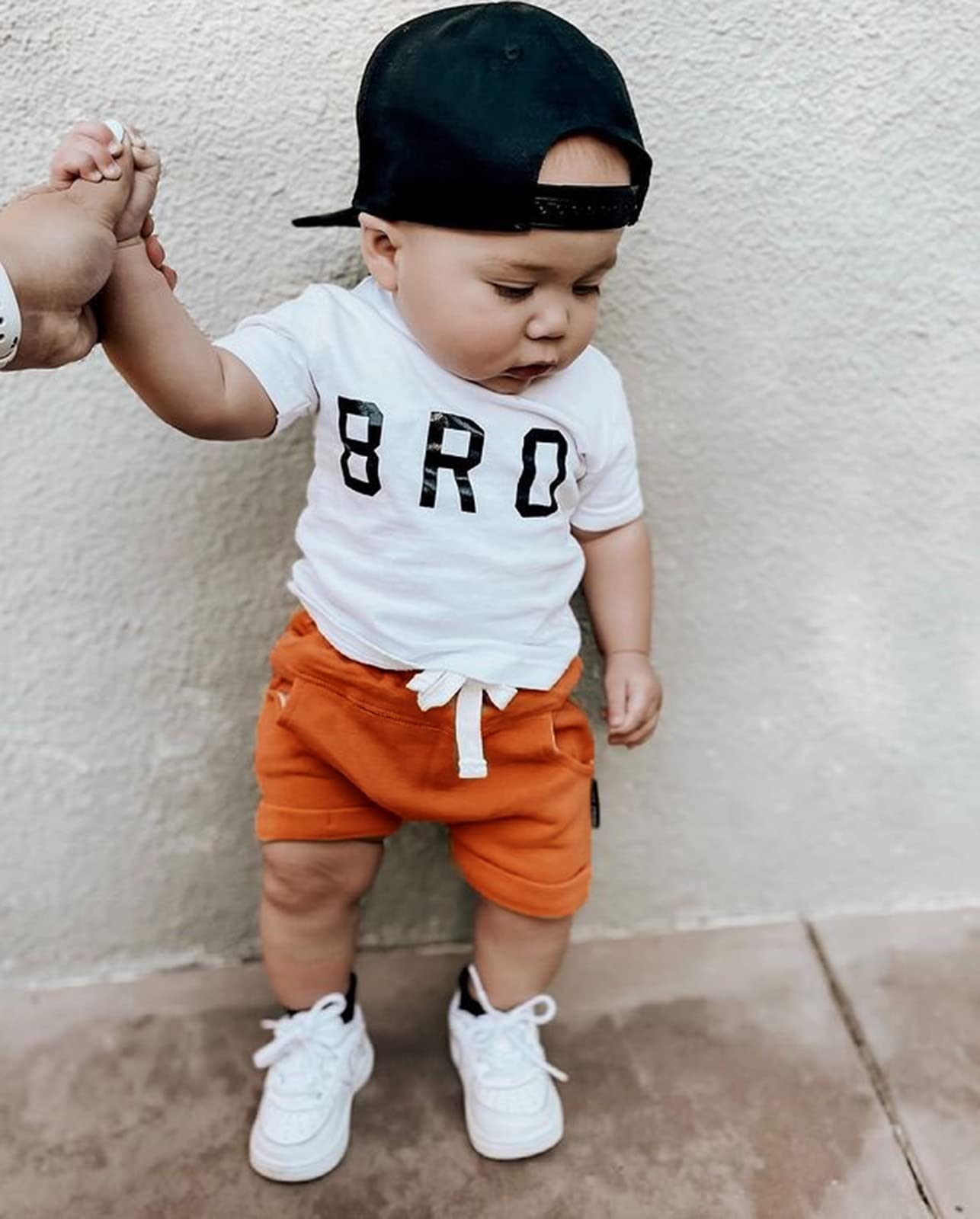 Baby Boys Clothes Sets Short Sleeve Letter Printed T-Shirt Tops + Solid Color Short Pants (White, 0-3 Months)