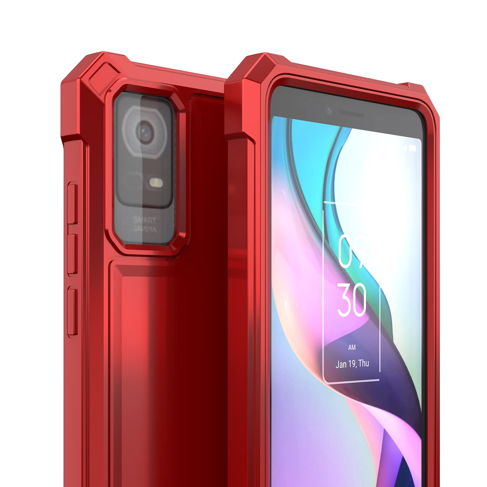 Ailiber Phone Case for TCL ION X/TCL ION V, TCL 40Z T607DL Case with Screen Protector, Dual Layer Structure Protection, Shockproof Corners TPU Bumper, Heavy Duty Protective Cover Case for TCL IONV-Red