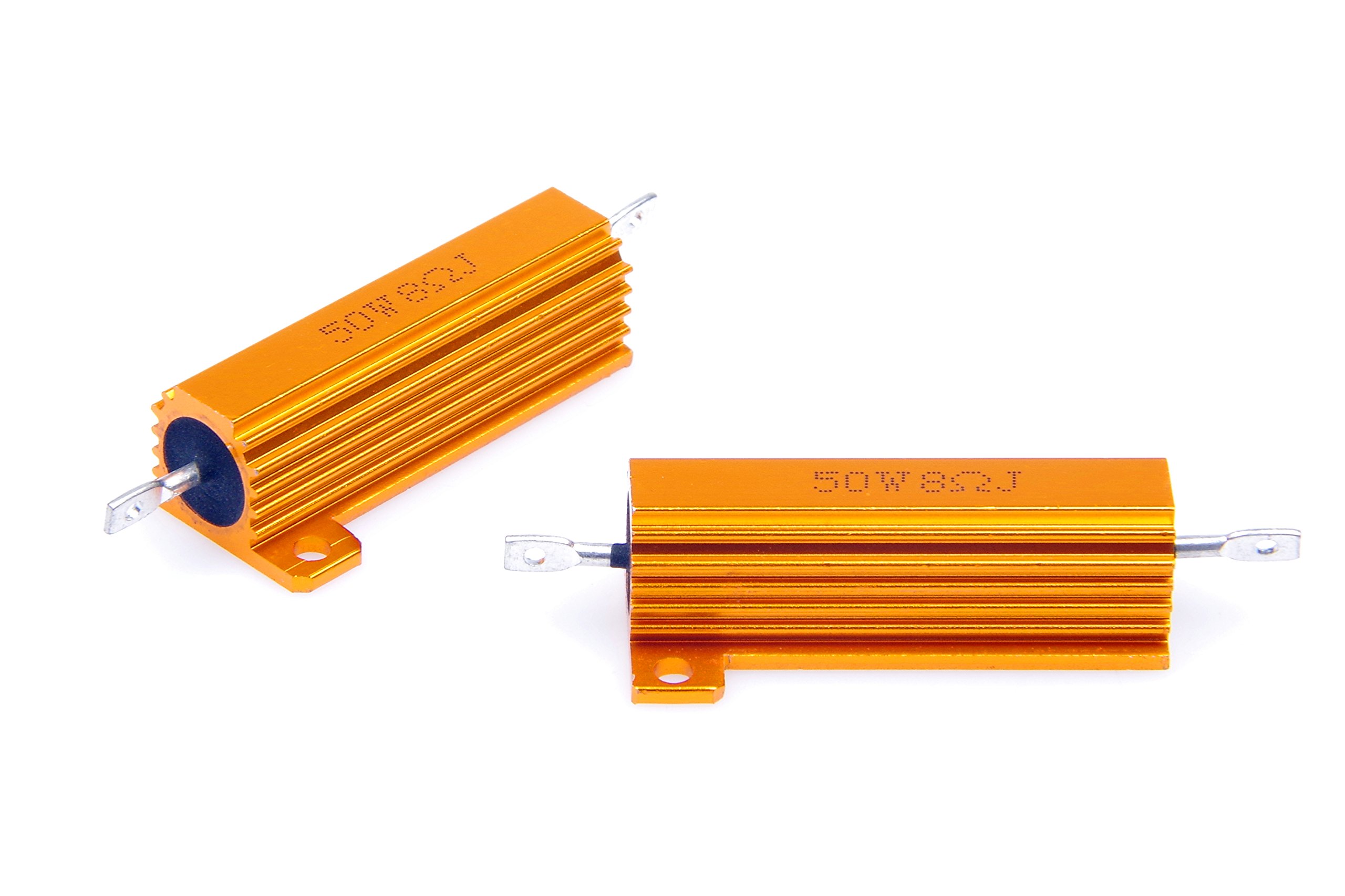 LM YN 50 Watt 8 Ohm 5% Wirewound Resistor Electronic Aluminium Shell Resistors Gold (Pack of 2)