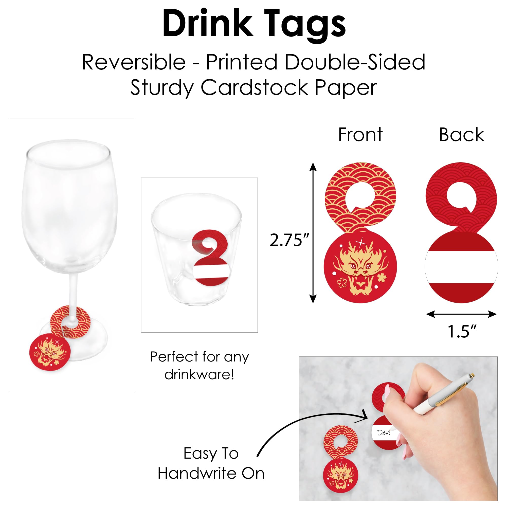 Big Dot of Happiness Lunar New Year - 2024 Year of the Dragon Paper Charger and Table Decorations - Chargerific Kit - Place Setting for 8