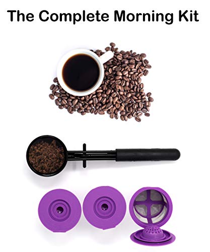 Reusable K Cups Coffee Filter Pod for Keurig 1.0 & 2.0 Machines - Coffee Scoop Funnel and 3 Pack K-Cup Filters - Universal Refillable KCups - Fits K-Duo, K-Classic, K-Elite, K-Select, K-Cafe Brewers