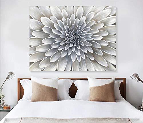 Yihui Arts White Flower Wall Painting Hand Painted Floral Pictures Artwork For Living Room Decoration