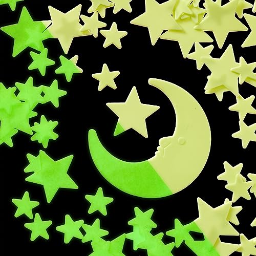 Green Sky Deluxe Glow Stars; Glow in The Dark Stars for Ceiling, Ceiling Stars, Glowing Stars for Ceiling Include Bonus Moon (100 Count)