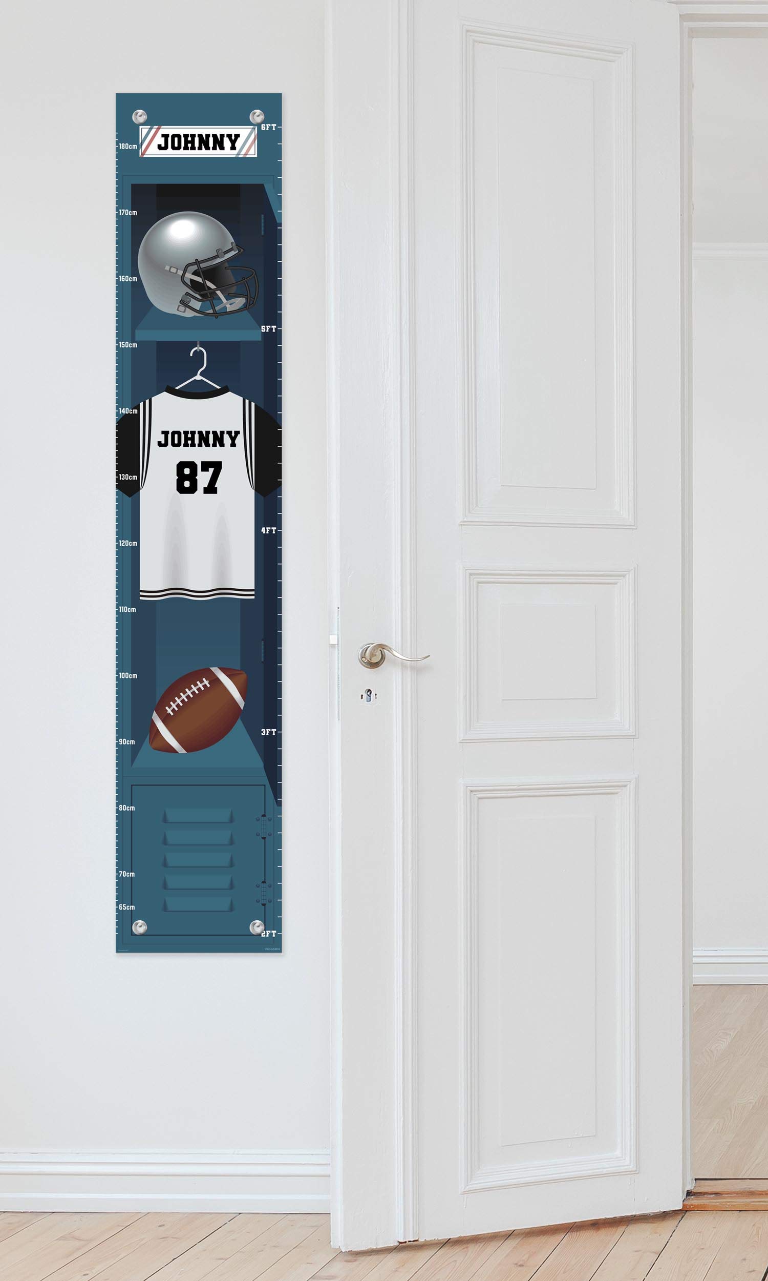 Sports Growth Chart Football Locker Custom Name Gifts for Kids Room Decor Personalized Growth Chart