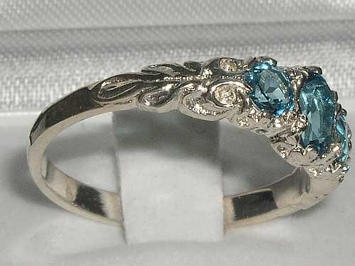 925 Sterling Silver Natural Blue Topaz Womens Promise Ring - Size 5.5