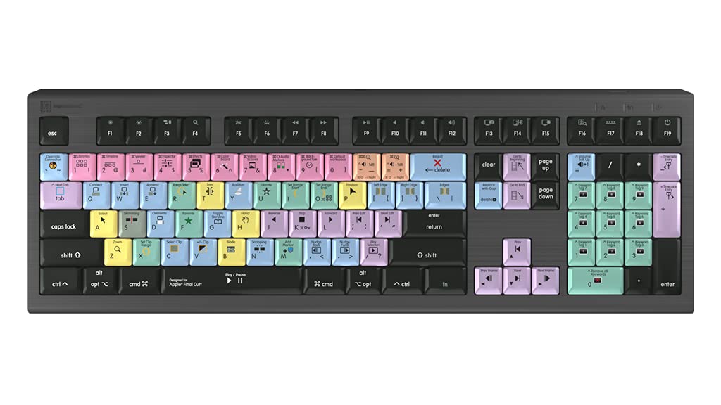 LogicKeyboard Mac Wired Backlit Keyboard Compatible with Final Cut Pro X- Astra Series- Part Number: LKBU-FCPX10-AMBH-US