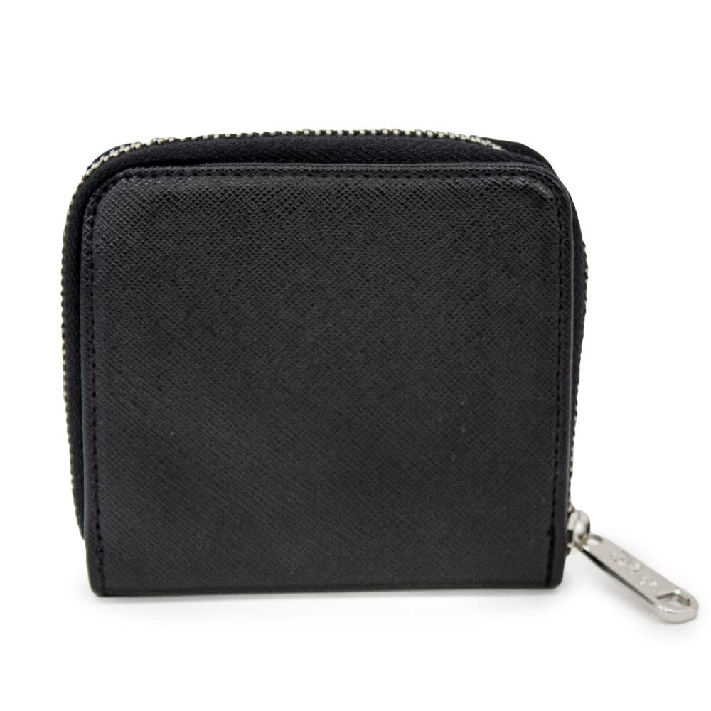 Disney Wallet, Square Zip Around, Disney Signature Text Logo Embossed, Black Vegan Leather