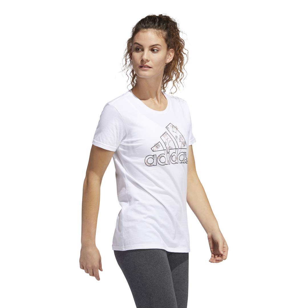 adidas womens Floral Tee White Large