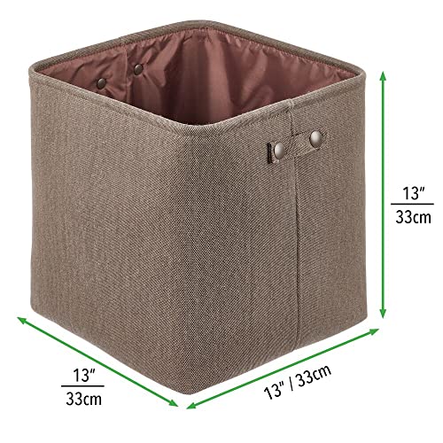 mDesign Soft Cotton Fabric Bathroom Storage Bin with Handles - Organizer for Towels, Toilet Paper Rolls - for Closets, Cabinets, Shelves - Textured Weave, 2 Pack - Espresso Brown
