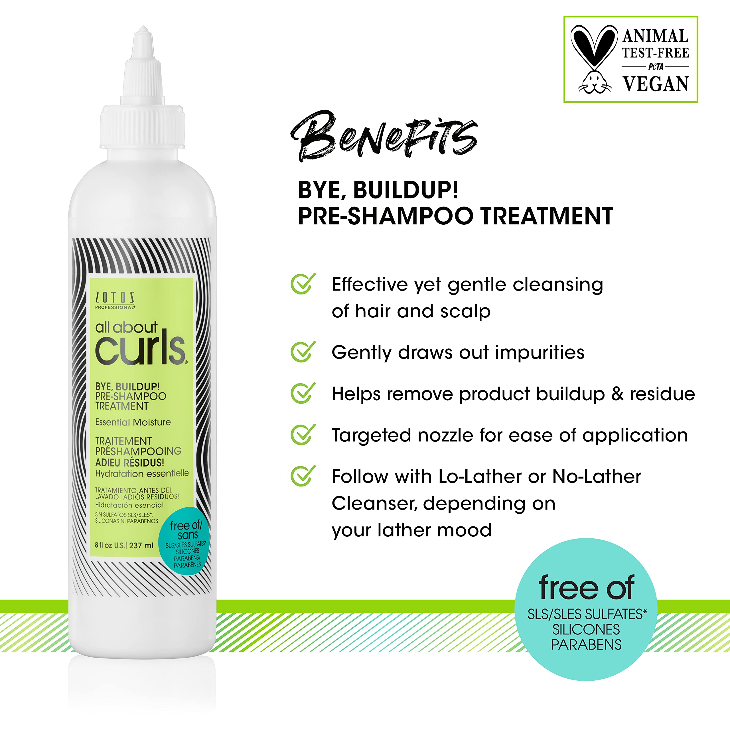ALL ABOUT CURLS Bye, Buildup! Pre Shampoo Treatment | Curly Hair Products | Essential Moisture | Gentle Cleansing | All Curly Hair Types | Vegan & Cruelty Free | Sulfate Free | 8 Fl Oz