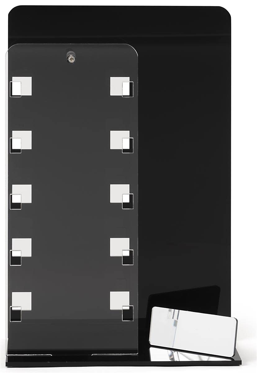 Displays2go Acrylic Eyeglasses Frame Display Stand, 5 Frame Capacity, Includes Mirror - Clear and Black (SMAEWDSM)