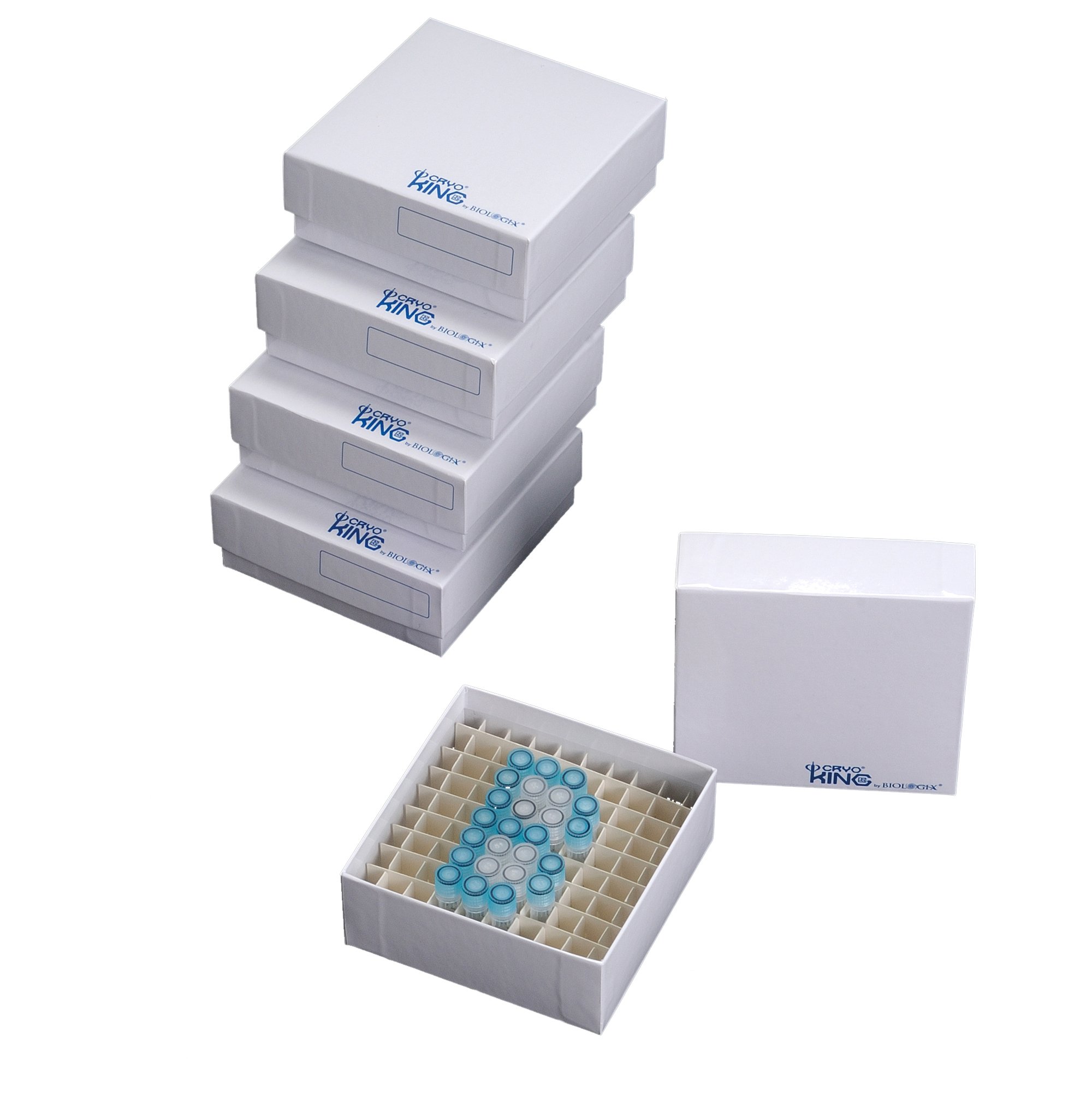 Biologix 90-1281 Cardboard Microcentrifuge Tube Freezer Storage Box, 2" Height, 81 Places (Case of 100)