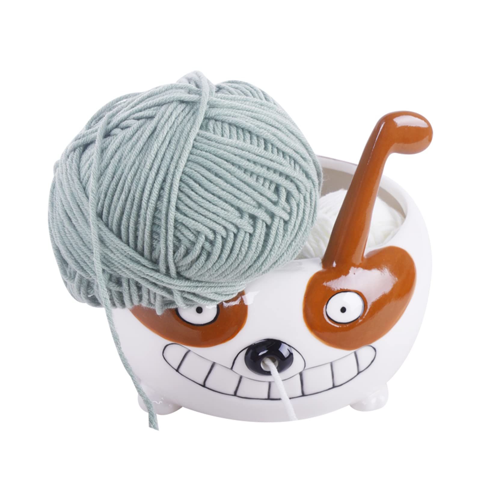 Vencer Ceramic Yarn Bowl Knitting Bowl,Craft Knitting Bowl,Handmade Ceramic Yarn Holder for Crochet and Knitting Accessories,Yarn Storage,Cat,VAY-002