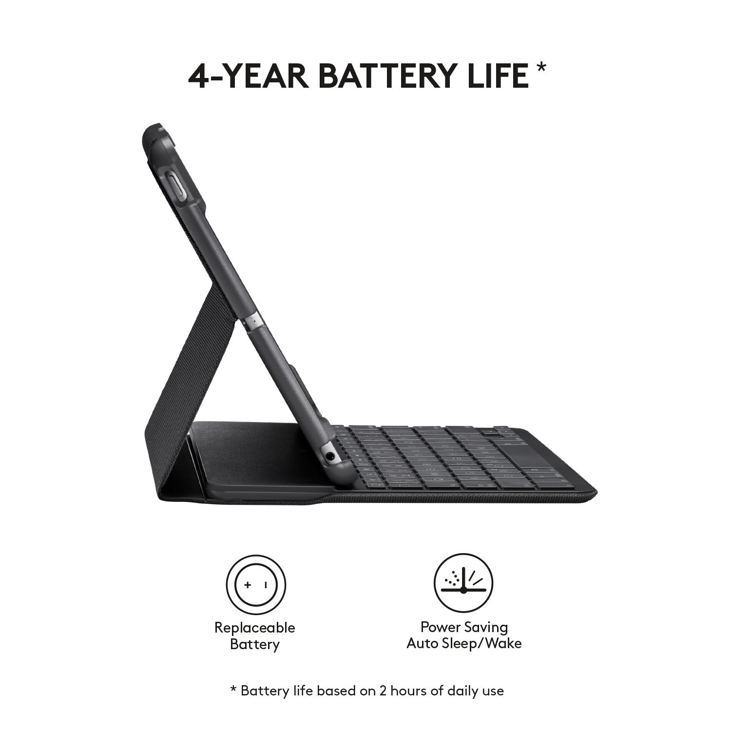 Logitech iPad Slim Folio: Case with Wireless Keyboard with Bluetooth (Black) - iPad 5th generation (2018 release)