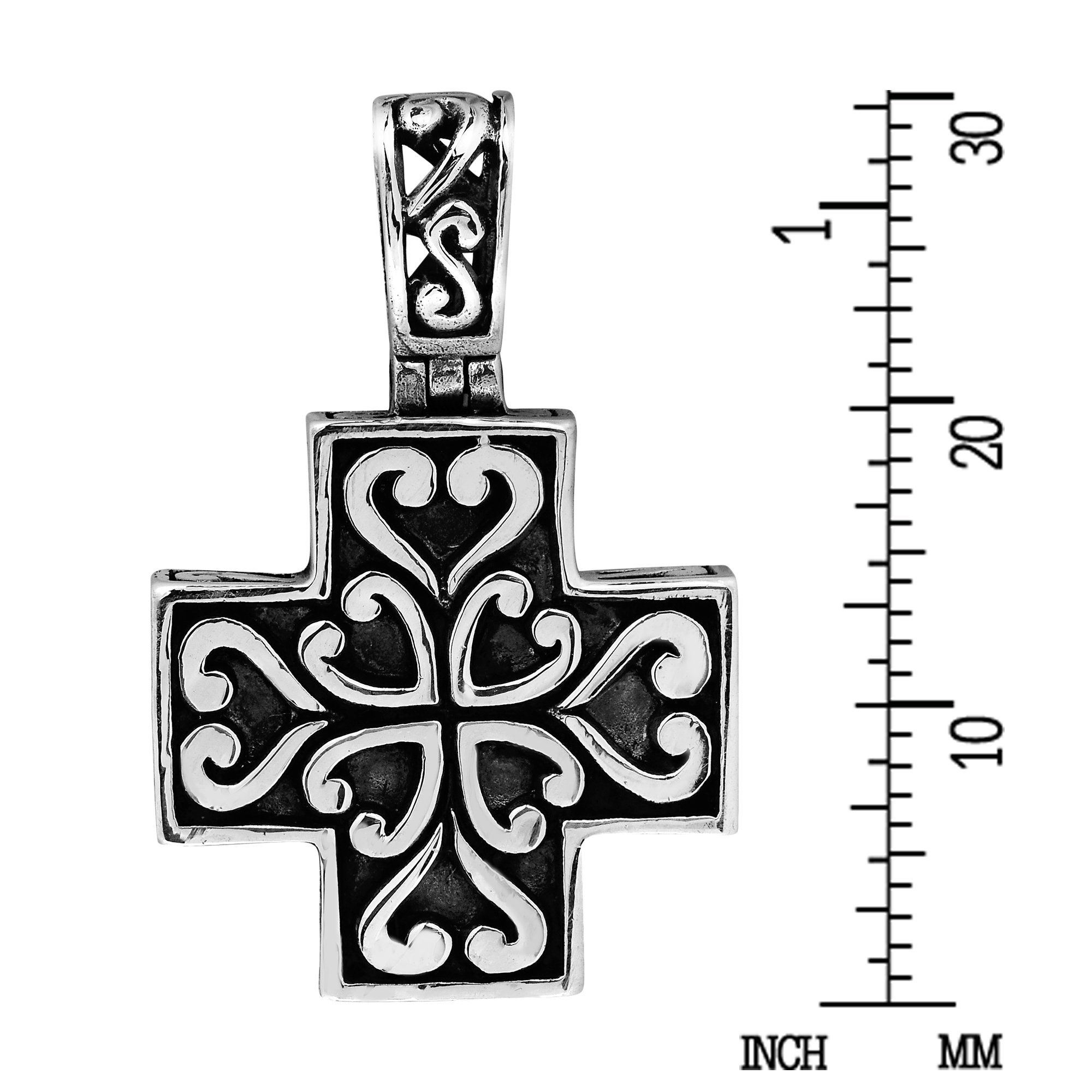 AeraVida Beautiful Heart Greek Cross .925 Sterling Silver Pendant