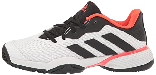 adidas Barricade Tennis Shoe, White/Core Black/Solar Red, 5.5 US Unisex Big Kid