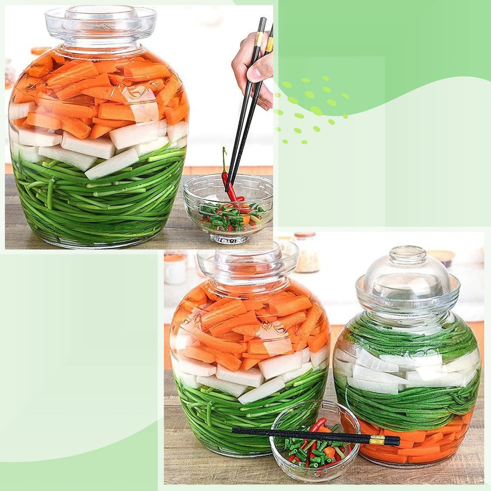 Anjetan 1.5L/2.5L/4.5L Glass Fermenting Jar, Large Capacity Sealed Pickle Jar, (A 1.5L/52oz)