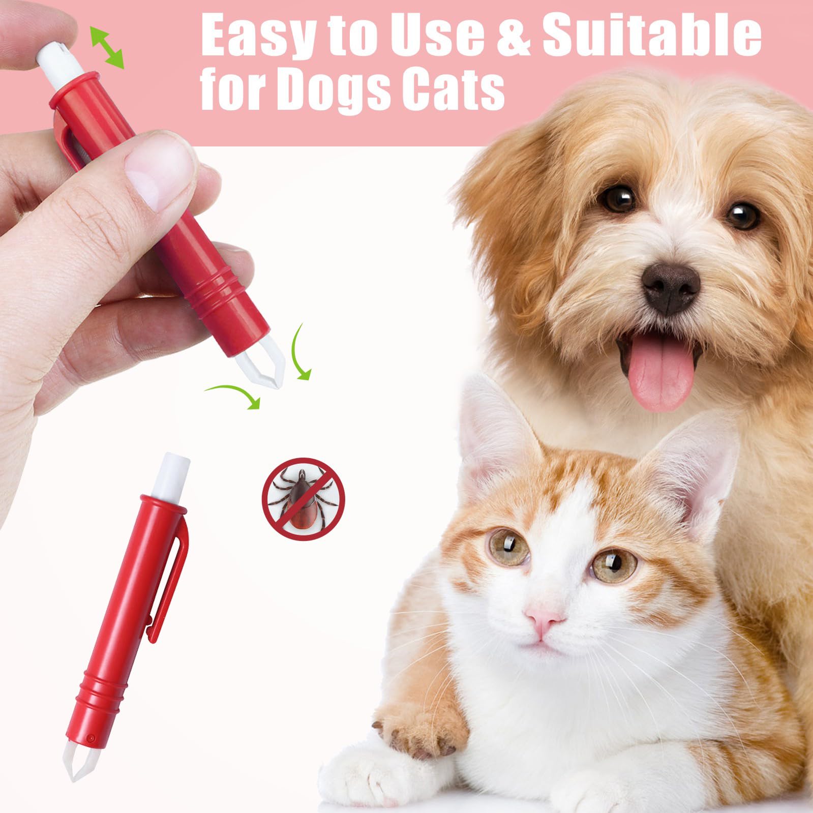 Mrcopetal Tick Remover Tool Kit, Stainless Steel Tick Tweezers + Remover Tick Key, 4 Pack Quick & Safe Tick Twister Removal Tools for Dogs Cats Humans