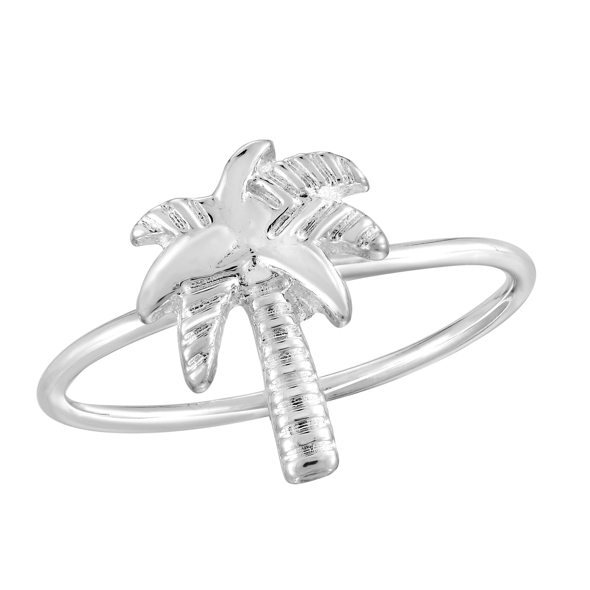 AeraVida Tropical Summer Coconut Palm Tree Charm .925 Sterling Silver Ring, Metal, not known